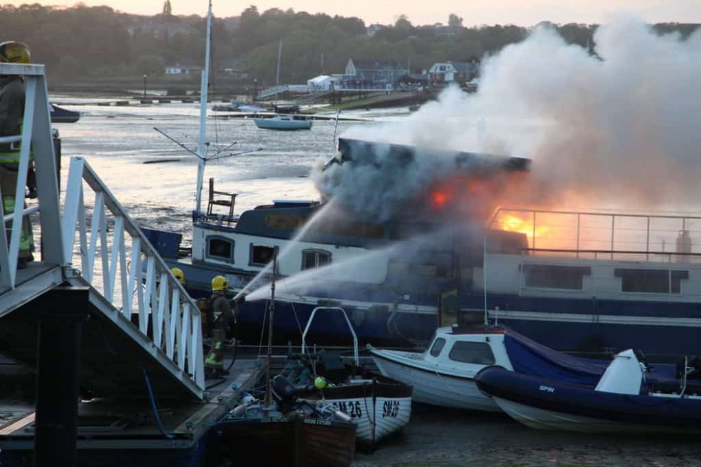 Fire crews tackle well alight barge fire