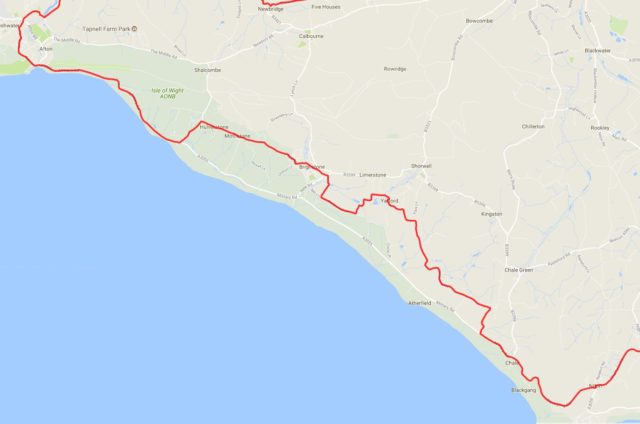 Isle of Wight Randonnee course map 2018: Detail