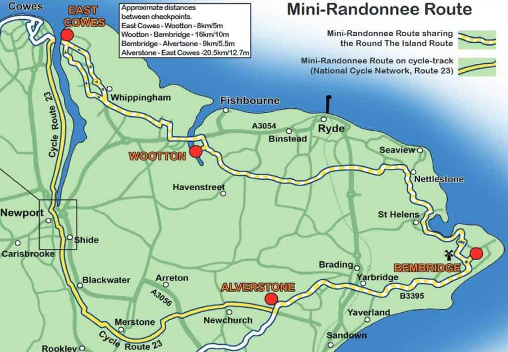 Isle of Wight Randonnee course map 2018: Detail