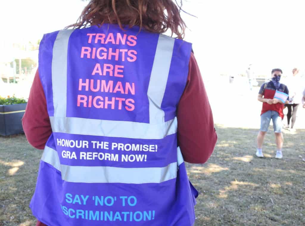 Passionate speeches at protest for trans and non-binary rights