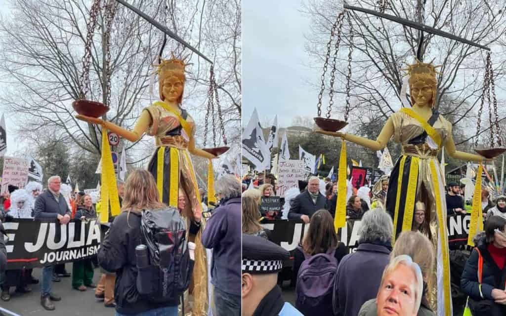 Art meets activism: New Carnival supports Assange with 13ft Lady ...
