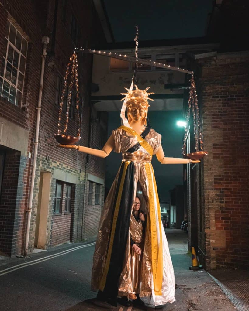 Lady Justice takes London: 13ft New Carnival puppet joins Night ...